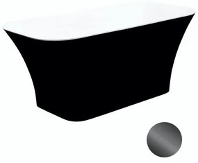 Besco Volně stojící vana z litého mramoru Assos BW Matt 160x70 Barva: Bílá/černá, Rozměry (cm): 160x70, Typ a barva výpustě: Click-Clack s horním čištěním, grafit