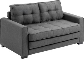 HOMCOM Rozkládací pohovka pro spaní 2-místná látková pohovka s funkcí spaní, pohovka s dotekem lnu, gumovníkové dřevo, šedá 147,5 x 75 x 85 cm | Aosom