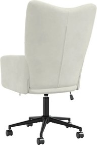 Relaxační židle krémově bílá samet 328181