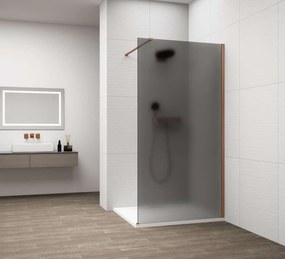Polysan Esca - Sprchová stěna Walk-In 90x210 cm, Antidrop, kouřové matné sklo/měď mat ES1490-09