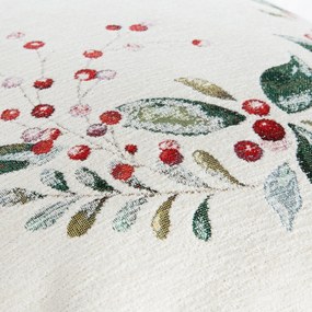 VÁNOČNÍ GOBELÍNOVÝ DEKORAČNÍ POVLAK NA POLŠTÁŘ BERRIES 45X45 CM VZOROVANÝ