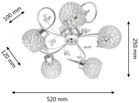Přisazený lustr SOPHIA 5xE27/15W/230V lesklý chrom/čirá