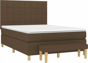 Box spring postel s matrací tmavě hnědá 140x190 cm textil 3137152