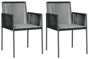 Zahradní židle s poduškami 2 ks černé 54x60,5x83,5 cm polyratan - Default Title