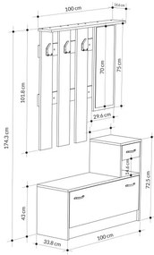Předsíňová stěna Houseland Rudolf dub safírový/bílá