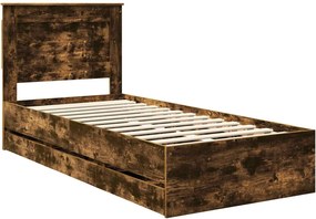 Rám postele s čelo Kouřový dub 90 x 190 cm Inženýrské dřevo 3410207