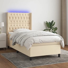 vidaXL Box spring postel s matrací a LED 80 x 200 cm textil [3138515] Barva: krémová