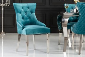 Invicta Interior Luxusní sametová židle tyrkysová - Adelie