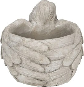 Šedý květináč s andělkou Anjel - 19*17*14 cm
