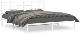 Kovový rám postele s čelem bílý 183 x 213 cm