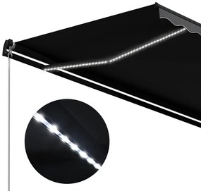 vidaXL Marketos Ručně zatahovací markýza s LED světlem 350 x 250 cm antracitová