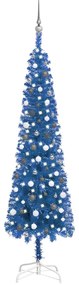 Úzký vánoční stromek s LED a sadou koulí modrý 240 cm,  3078120 HangarStore.cz