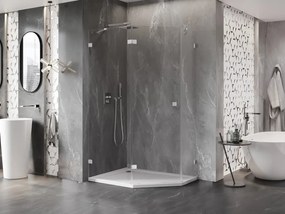 Mexen Lunar, Pětiúhelníkový sprchový kout Mexen Lunar s výklopným levým oknem 100 x 80 cm, 8mm čiré sklo, chromový profil, 831-100L-080P-01-00-L