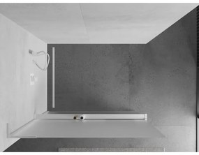 Mexen Kioto+ L, sprchová zástěna Walk-In s poličkou a věšákem 100 x 200 cm, 8mm sklo námraza, bílý profil, 800-100-123-20-30