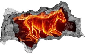Wallmuralia Díra 3D fototapeta na stěnu Kůň v plamenech 95x73 cm
