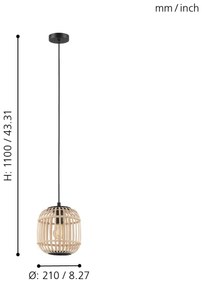 Eglo 43231 - Lustr na lanku BORDESLEY 1xE27/28W/230V pr. 210mm