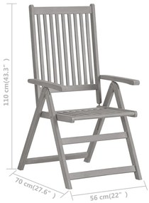 Zahradní polohovací židle s poduškami 8 ks šedé akáciové dřevo,  3075145