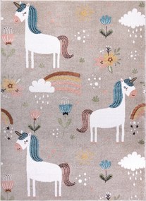 Dywany Łuszczów, AKCE: 240x330 cm Dětský kusový koberec Fun Unicorn with rainbow beige, béžová, dětský pokoj