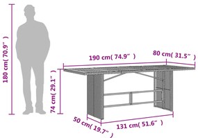 Zahradní stůl s akáciovou deskou béžový 190x80x74 cm polyratan