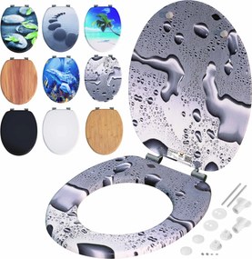 Casaria WC sedátko Waterdrops – soft-close, MDF, šedé