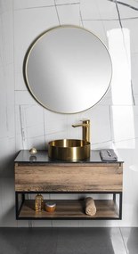 Sapho Sapho, NOTION kulaté zrcadlo v rámu, ø 80cm, zlatá matná, NT800G