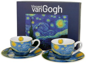 Porcelánový šálek s podšálkem Van Gogh Starry Night 90 ml sada 2ks