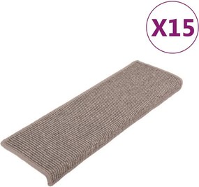 Schodové rohože 15 ks 65 x 21 x 4 cm tmavě béžové s obdélníkovým okrajem 326908