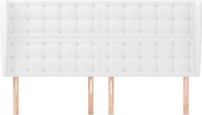 Čelo postele typu ušák bílá 183x23x118/128 cm umělá kůže 3118059