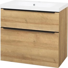 Mereo Mereo, Mailo, koupelnová skříňka s umyvadlem z litého mramoru 81 cm, bílá, dub, antracit, CN521MB