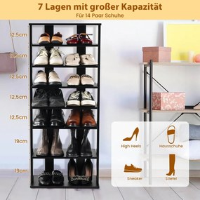 Costway Výškově nastavitelný 8patrový dřevěný stojan na boty Volně stojící