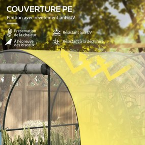 Zahradní skleník Outsunny - Tonnel pro rajčata, půdorys 6 m², 3L x 2W x 2H m, zpevněný trubkový rám, zipové dveře, 2 vysouvací okna - Průhledný