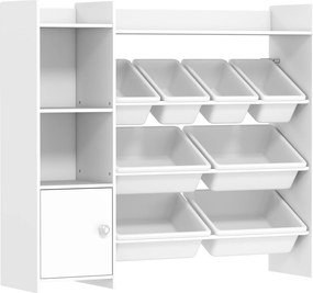 AIYAPLAY dětský úložný nábytek pro 3–8 let, úložník hraček s 8 odnímatelnými boxy, regály, skříň, bílý