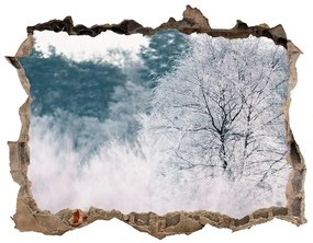 Wallmuralia Díra 3D ve zdi nálepka Stromy zima 95x64 cm
