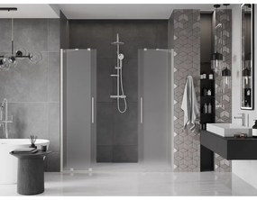 Mexen Velar Duo, posuvné sprchové dveře do otvoru 180 cm, 8mm sklo námraza, broušená ocel, 871-180-000-32-97