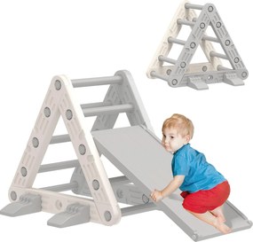 AIYAPLAY dětský lezecí trojúhelník pro děti od 18-48 měsíců se skluzavkou a lezecí rampou 130x80x69 cm šedá a bílá
