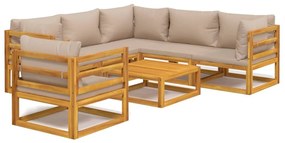 vidaXL 7dílná zahradní sedací souprava s taupe poduškami masivní dřevo