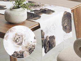Biante Dekorační běhoun na stůl PM-016 Velké hnědé květy 20x120 cm