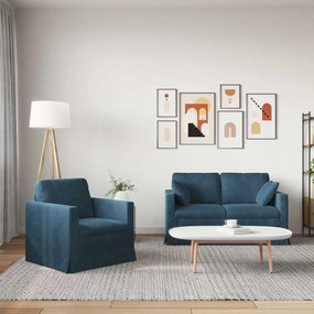 Set pohovek 2 ks Modrá samet 3407515