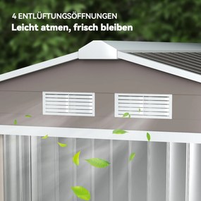 Zahradní přístřešek Outsunny s rámem podlahy a posuvnými dveřmi, odolný proti povětrnostním vlivům, ocelový, světle zelený, 213x130x185cm pro zahradu…