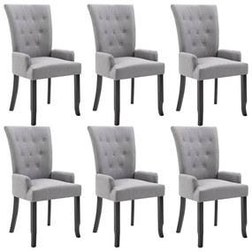vidaXL Jídelní židle s područkami 6 ks světle šedé textil