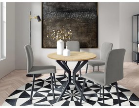 Rozkládací stůl Kirtore M 90 se 4 židlemi Lekoz, Barva dřeva: šedý mramor + černá, Potah: Amor Velvet 4318