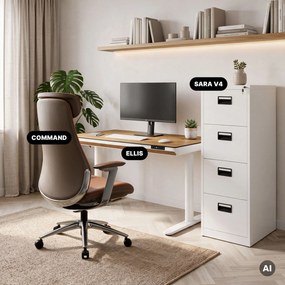 Elektrický psací stůl sit-stand se zásuvkou a bezdrátovou nabíječkou Qi bílý/zlatý dub, 1200 mm: ELLIS