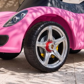 AIYAPLAY Odrážedlo pro děti Porsche odrážedlo s klaksonem, světlem a zvuky motoru, pro 18–36 měsíců, růžová
