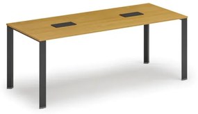 Stůl INFINITY 2000 x 900 x 750, buk + 2x stolní zásuvka TYP IV, černá