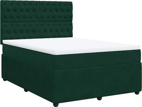 Box spring postel s matrací tmavě zelená 140x190 cm samet 3294643