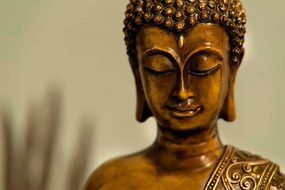 Samolepící fototapeta bronzová hlava Buddhy - 450x300 cm