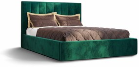 Manželská postel 140 cm Ocie (tmavě zelená) (s roštem a úložným prostorem). 1047106