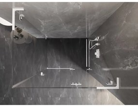 Mexen Lunar, L pravý výklopný sprchový kout 90 x 70 cm, 8mm čiré sklo, bílý profil, 834L-090-070-20-00-P