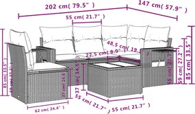 6dílná zahradní sedací souprava a podušky světle šedá polyratan 3252519