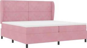 Postel s boxspringem s čelo Růžová 200 x 200 cm samet 3340897